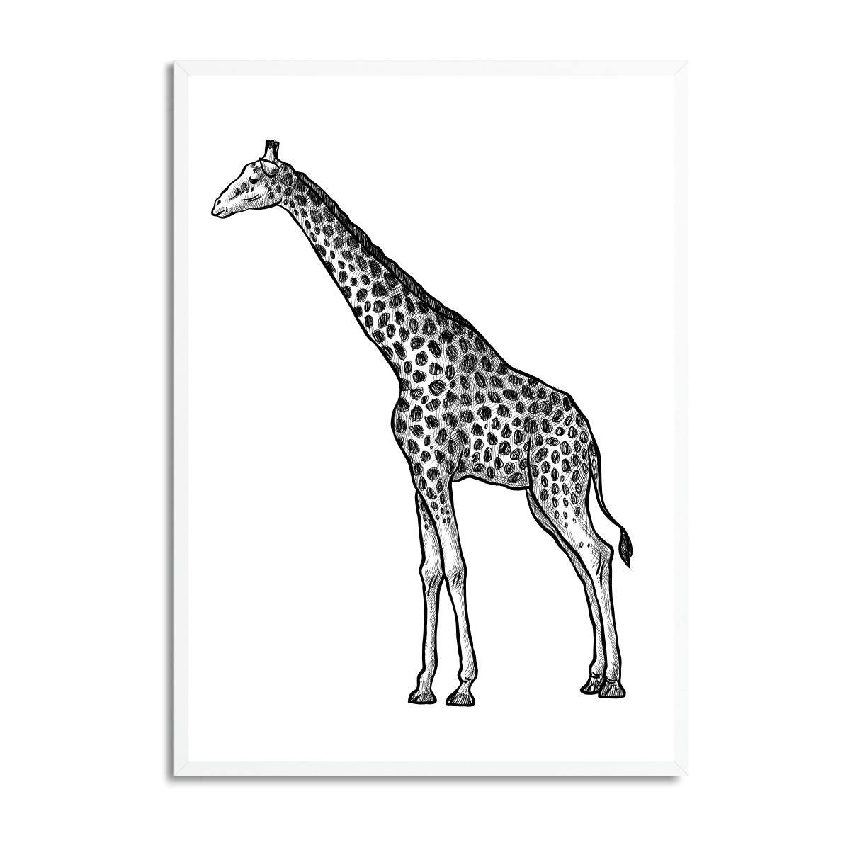 Hand Drawn GIRAFFE Wall Print - Printibly Australia