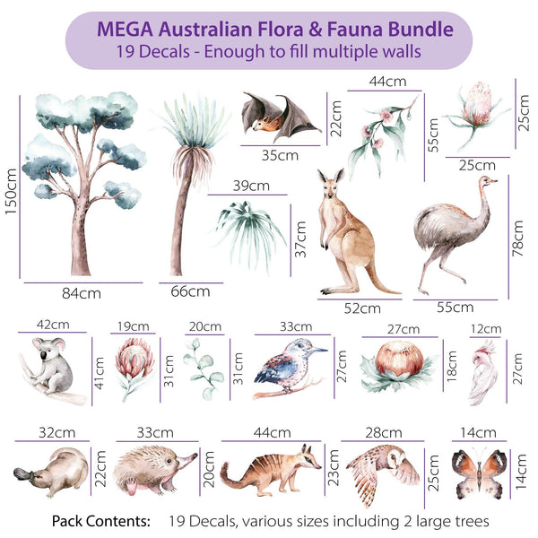 Mega Australian Flora & Fauna Wall Decals | Printibly Australia