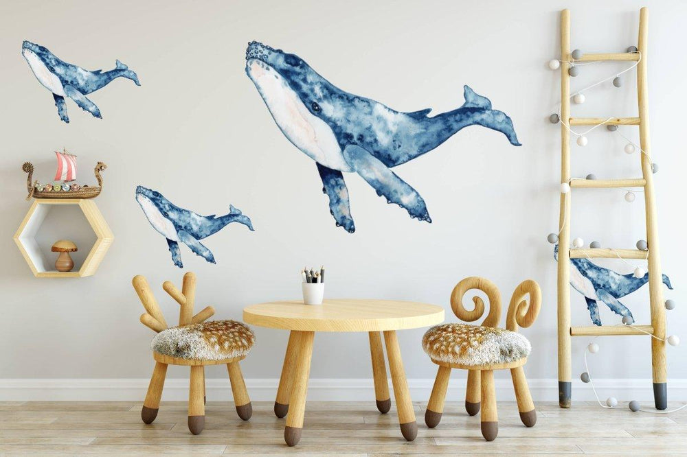 Whale Wall Decals Extra Large Nursery Print - Made in Australia